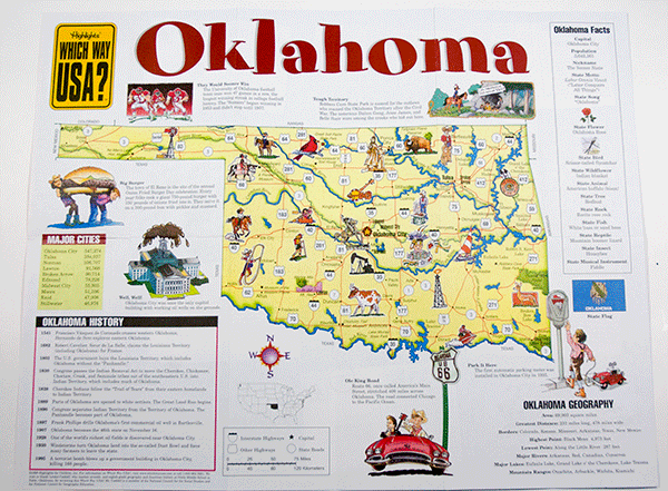 HIGHLIGHTS FOR CHILDREN WHICH WAY USA OKLAHOMA PUZZLE BOOK & STATE MAP ...